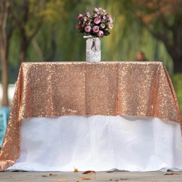 Dining | 1 Pack Rose Gold Sequin Square Tablecloths Wedding Party ...